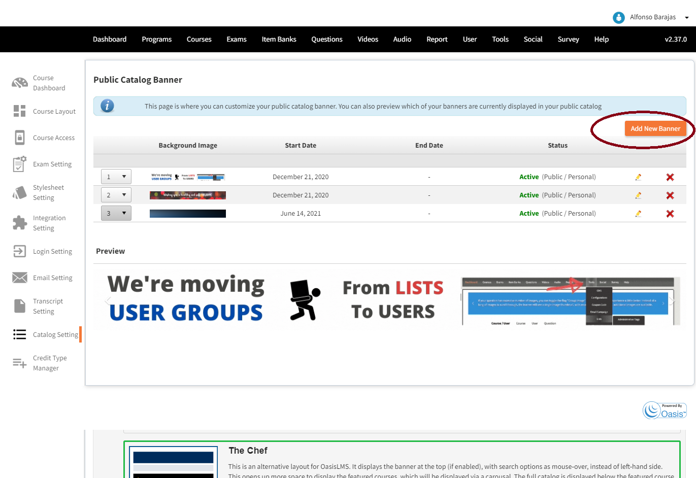 How to create a public catalog banner – Oasis LMS