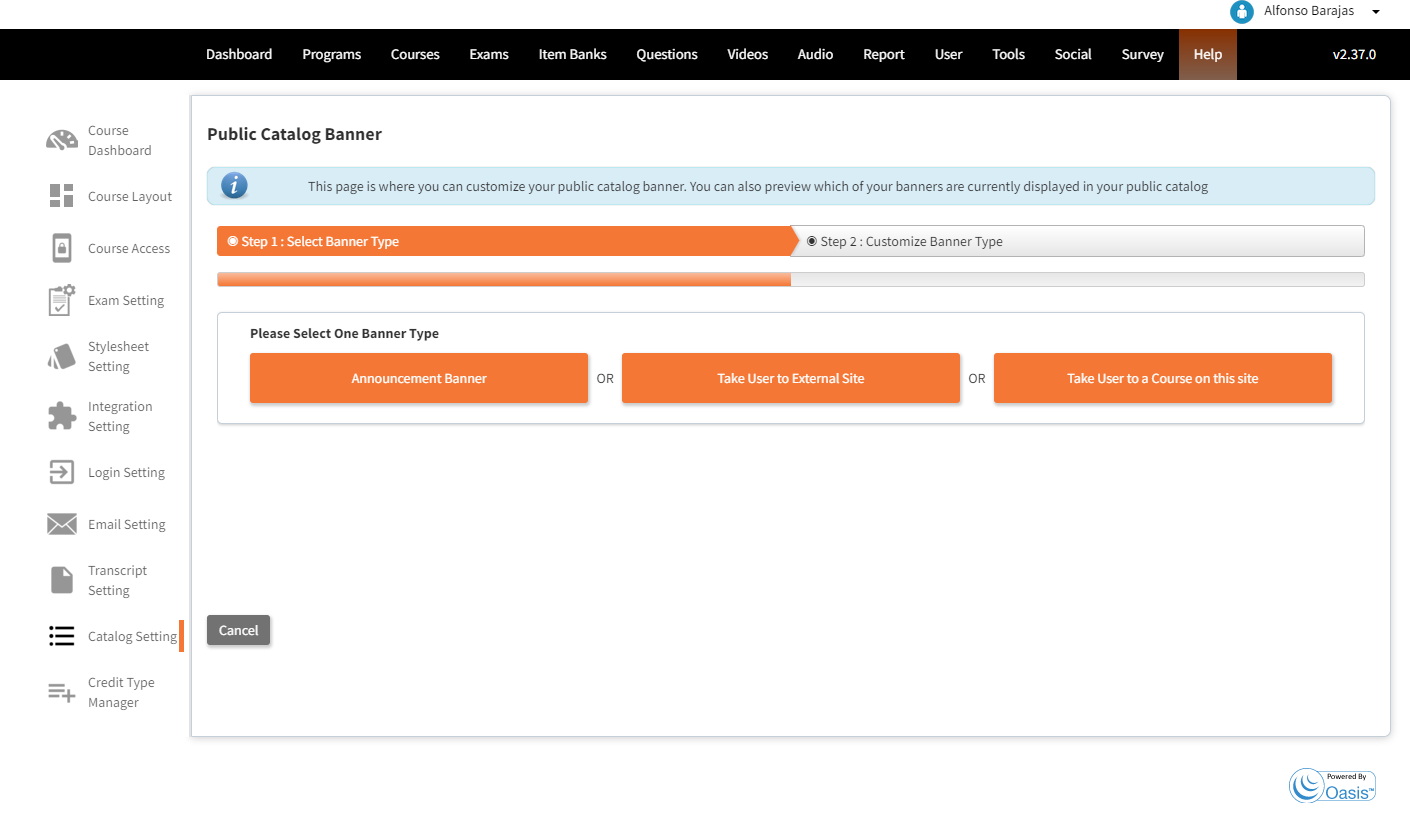 How to create a public catalog banner – Oasis LMS