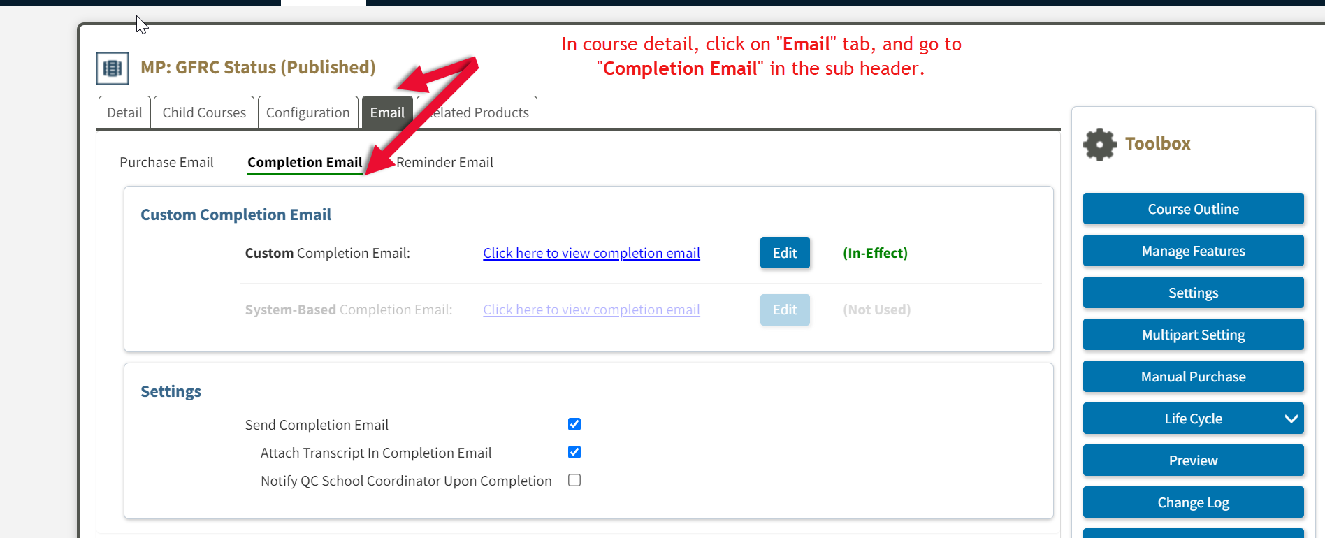 How to create a custom completion email – Oasis LMS