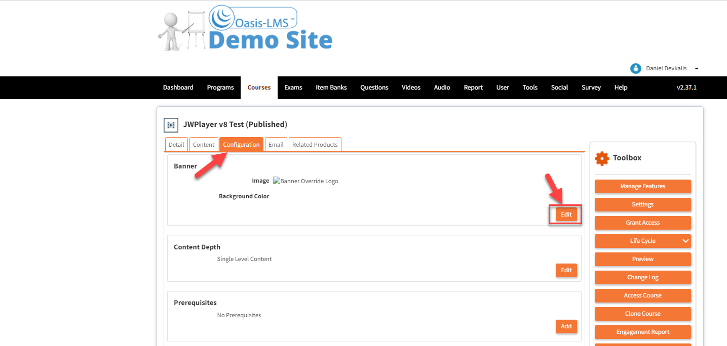 How to change a specific course banner – Oasis LMS