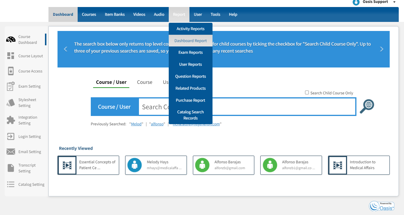 How to identify how many how many users have logged in – Oasis LMS