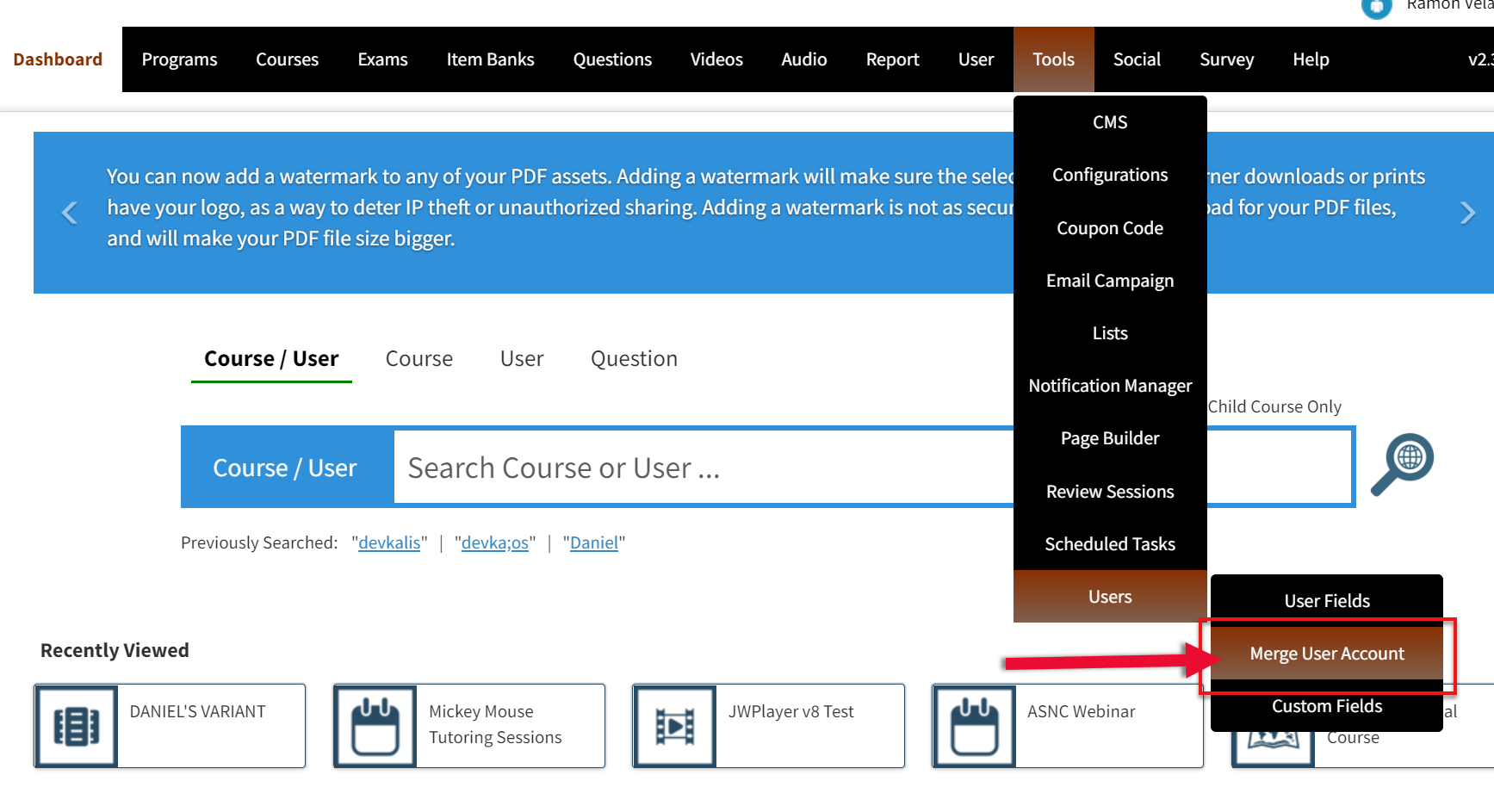 How to merge accounts – Oasis LMS