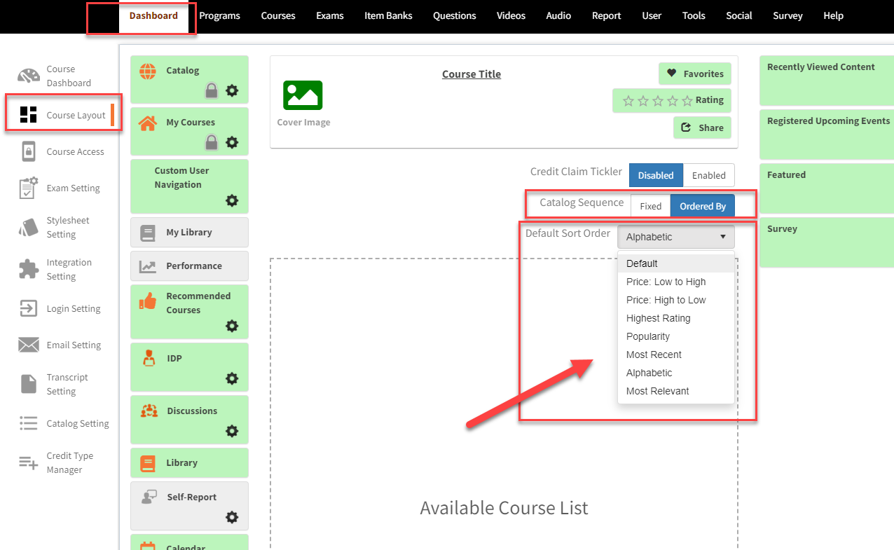 How to set the display order of the course? – Oasis LMS