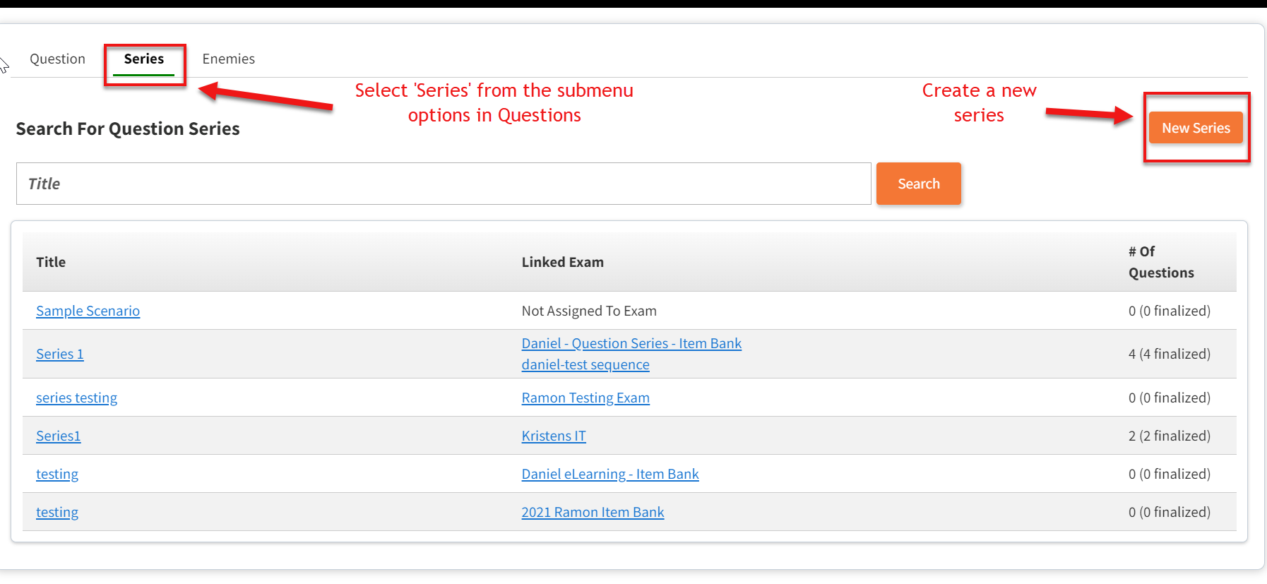 How to create a question series – Oasis LMS